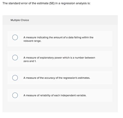 Solved The Standard Error Of The Estimate SE In A Chegg Com
