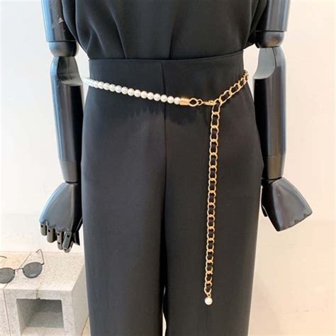 비바 Viva 22ss 진주 금장 체인 패션벨트 위시버킷