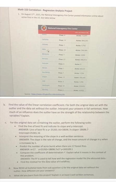 solved math 153 correlation regression analysis project 1
