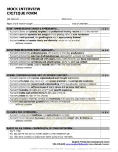 Mock Interview Evaluation Form Sample EvaluationForm Net