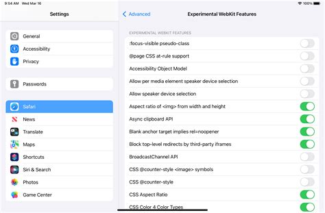 Experimental Features Webdev