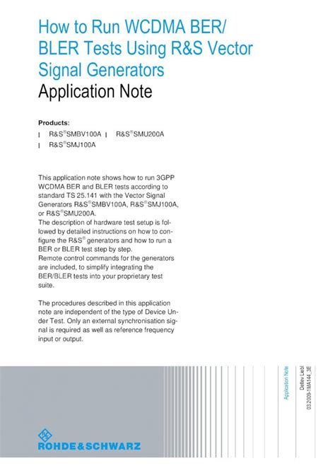 pdf how to run wcdma ber bler tests using rands vector · pdf filebler