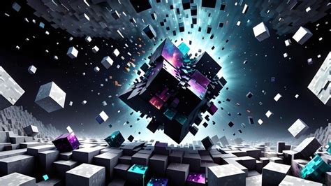 Premium Photo Exploding Minecraft Colorful Cubes Minecraft Colorful
