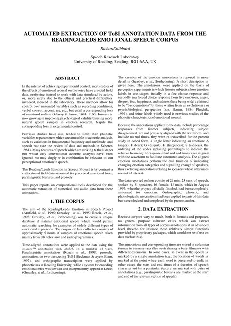Pdf Automated Extraction Of Tobi Annotation Data From The Reading