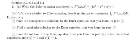 Sections 8 2 8 3 And 6 3 11 A Write The Euler Chegg Com