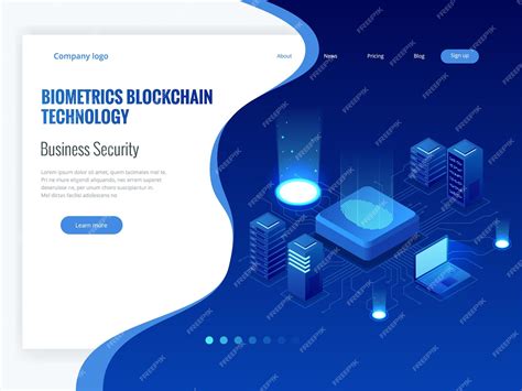 Premium Vector Isometric Biometrics Blockchain Technology And Finger Print Scanning