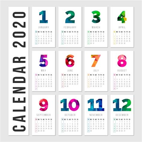Calendário Colorido Com Meses E Dias Vetor Premium