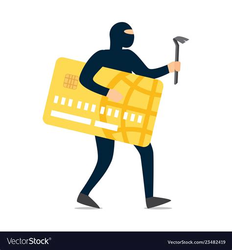 Thief Hacker Stealing Sensitive Data And Money Vector Image