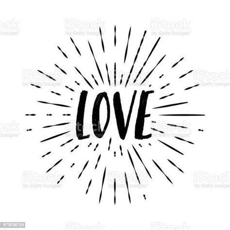 벡터 사랑 글자와 햇살 효과 함께 최신 유행 빈티지 일러스트 손으로 쓰는 디자인 현대 서 예입니다 0명에 대한 스톡 벡터 아트 및 기타 이미지 Istock