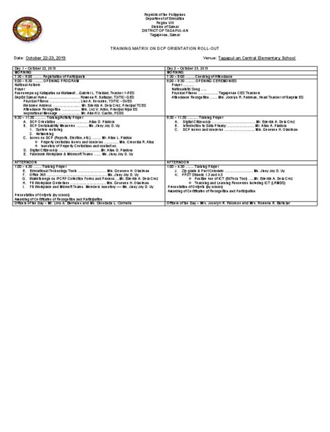Training Dcp Training Matrix X Pdf