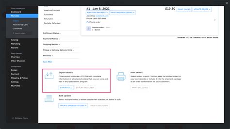 Exporting Orders BT Help Articles