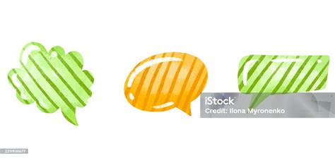 손으로 그린 연설 거품 구름 기호 밝은 색상 손으로 그린 고립 된 그림 Brand Name Online Messaging Platform에 대한 스톡 벡터 아트 및 기타