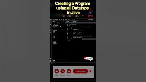 Program Of Datatype Variable In Java Shorts Youtube Ytshorts Trending Youtubeshorts