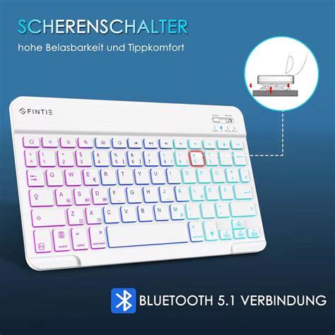 Fintie Bluetooth Keyboard With 7 Colour Backlight Ipad Keyboard With German Layout Theshop Pk