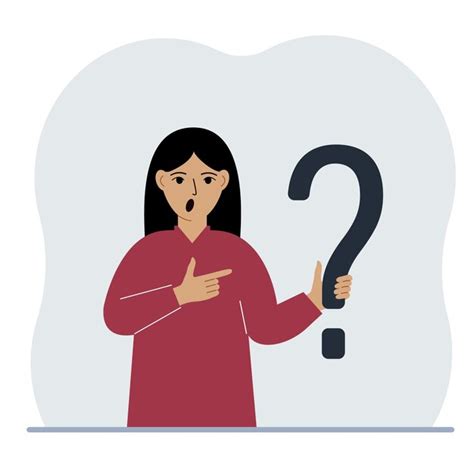 Premium Vector A Woman Is Holding A Question Mark Symbol Ask Questions And Look For Answers