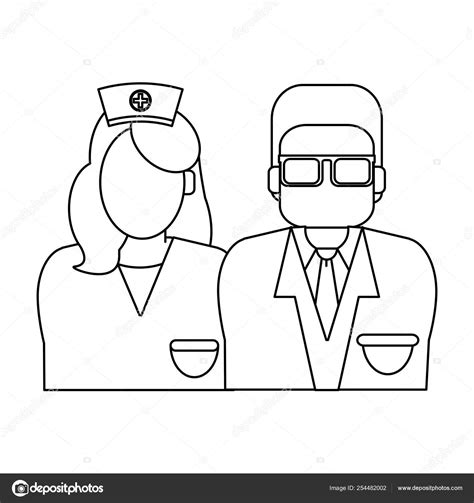 Avatar De Trabajo En Equipo Médico En Blanco Y Negro Vector De Stock
