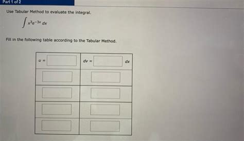 solved use tabular method to evaluate the integral