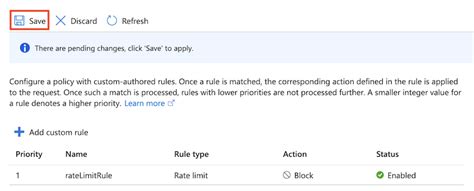 Configuración de una regla de límite de velocidad de WAF para Azure