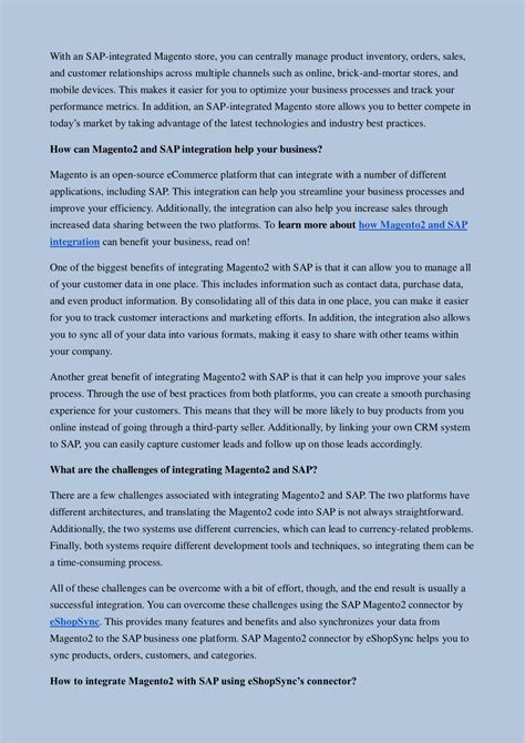 Ppt How To Integrate Magento 2 With Sap Using Eshopsyncs Connector Powerpoint Presentation