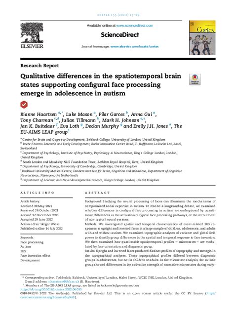 Pdf Qualitative Differences In The Spatiotemporal Brain States Supporting Configural Face