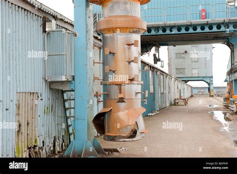 Equipment For Unloading Bulk Grain From Ships Hold At Grain Terminal Port Stock Photo Alamy