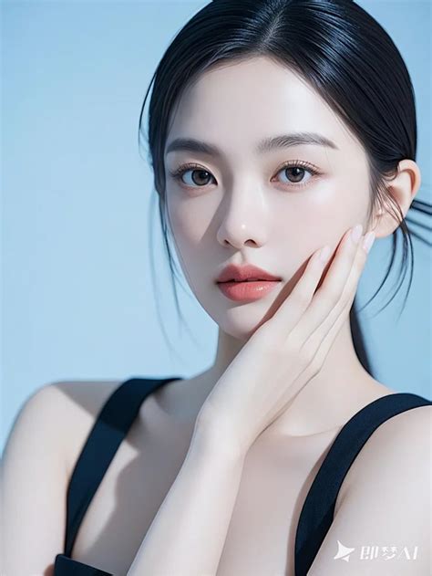 极简写真 纯色背景 亚洲女模特 高亮度 冷色调 肤白貌美 135mm 花瓣网