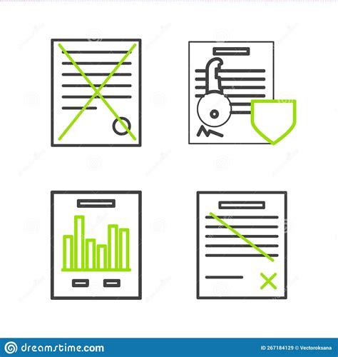 Set Line Delete File Document Document With Graph Chart Key Shield