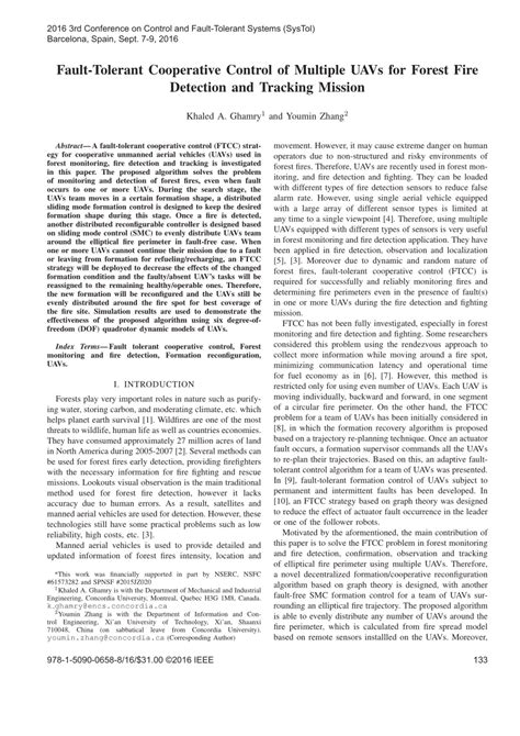 Pdf Fault Tolerant Cooperative Control Of Multiple Uavs For Forest Fire Detection And Tracking