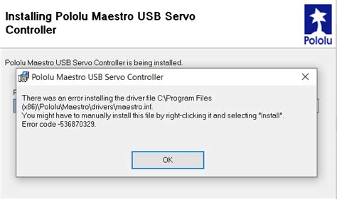 Maestro Driver Install Error On Windows 11 For Arm Servo Controllers