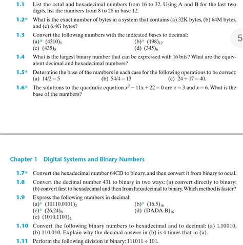 Solved 11 List The Octal And Hexadecimal Numbers From 16 To