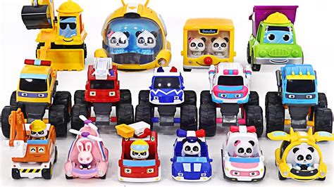 베이비버스 구급차 경찰차소방차 덤프트럭 총 출동 핑크퐁을 도와주자 핑키팝토이 Youtube