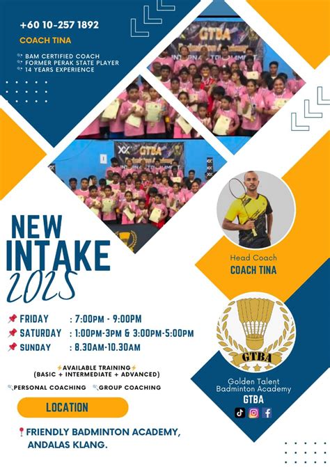 New Intake For 2025 Golden Talent Badminton Academy Facebook