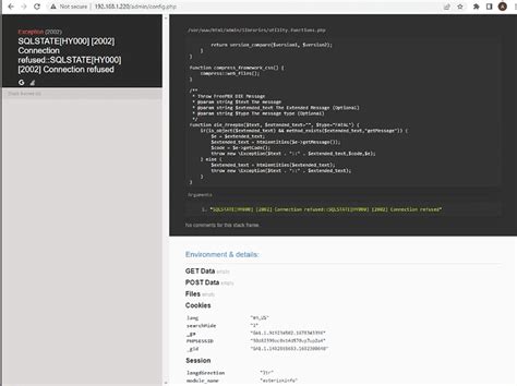 gui error connection to sql failed system administration freepbx