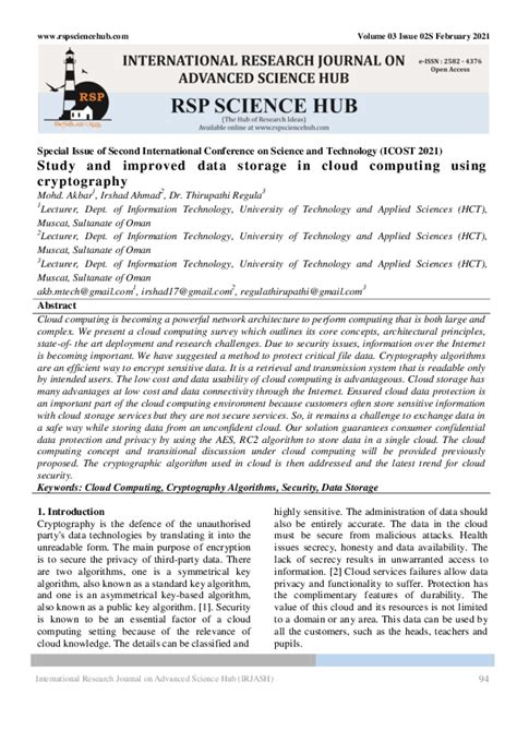 Pdf Study And Improved Data Storage In Cloud Computing Using Cryptography