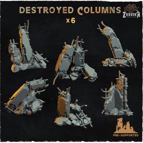 3d Printable Destroyed Columns Basing Bits 20 By Zabavka Workshop