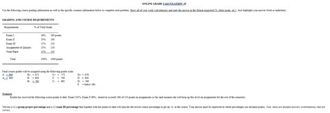 ONLINE GRADE CALCULATION 3 Use The Following Course Chegg Com