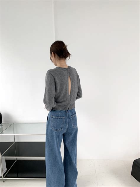 러브마란 백 트임 세미 크롭 니트 3color 위시버킷