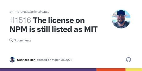The License On Npm Is Still Listed As Mit · Issue 1516 · Animate Cssanimatecss · Github