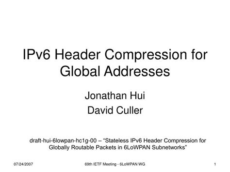 PPT IPv6 Header Compression For Global Addresses PowerPoint Presentation ID 3273282