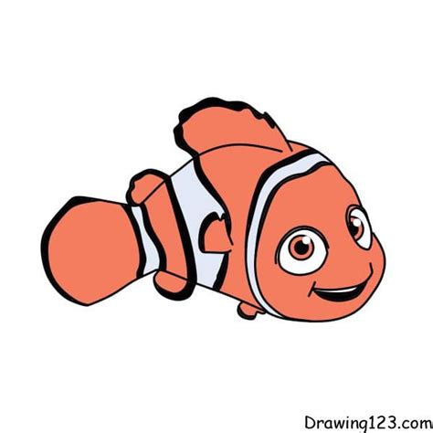 Langkah 1 Pertama Gambar Kepala Ikan Nemo