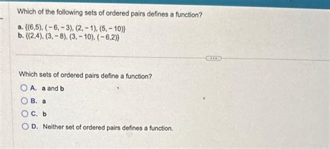 Solved Which Of The Following Sets Of Ordered Pairs Defines