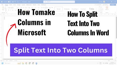 How To Split Text Into Two Columns In Word 2023 Youtube