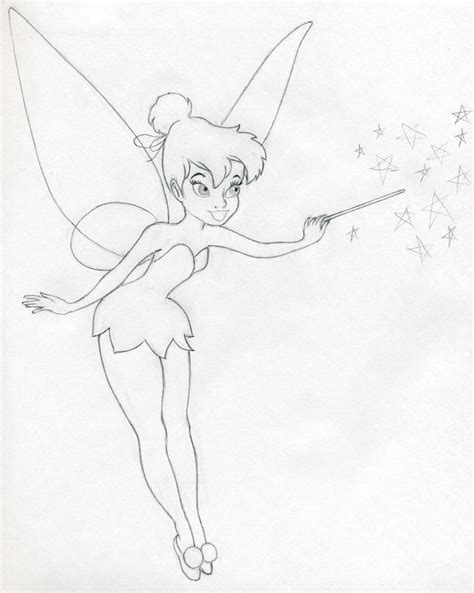 How To Draw Tinkerbell Step By Step Finally Add The Fairy Wings And Pixie Dust Before Coloring