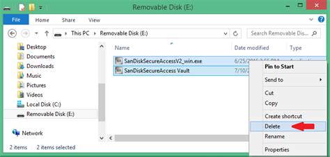 从闪存盘移除SecureAccess Sandisk