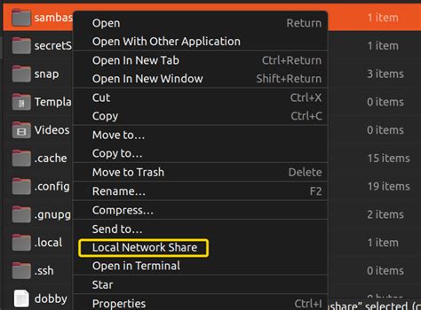 install configure and connect samba on ubuntu using gui