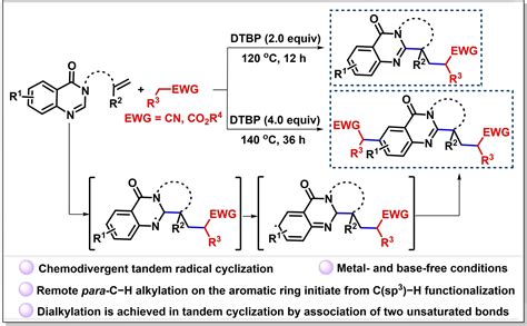 Chemodivergent Tandem Radical Cyclization Of Alkene‐substituted Quinazolinones Rapid Access To