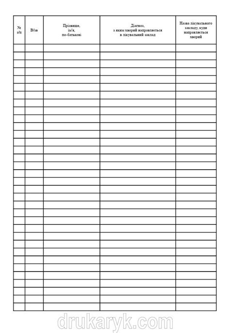 Книга амбулаторного обліку військовослужбовців направлених на стаціонарне лікування лазарет та