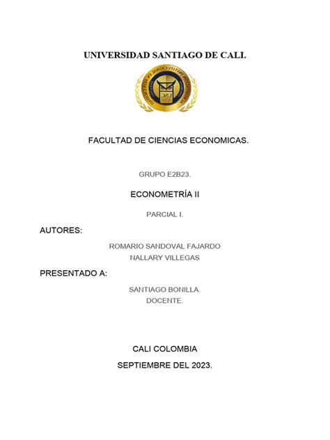 Parcial 1 Econometria Ii Pdf Mínimos Cuadrados Ordinarios