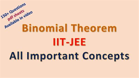 Binomial Theorem Important Concepts Questions IIT JEE Mains Advance YouTube