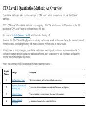 CFA Level 1 Quantitative Methods Key Topics And Readings For Course Hero